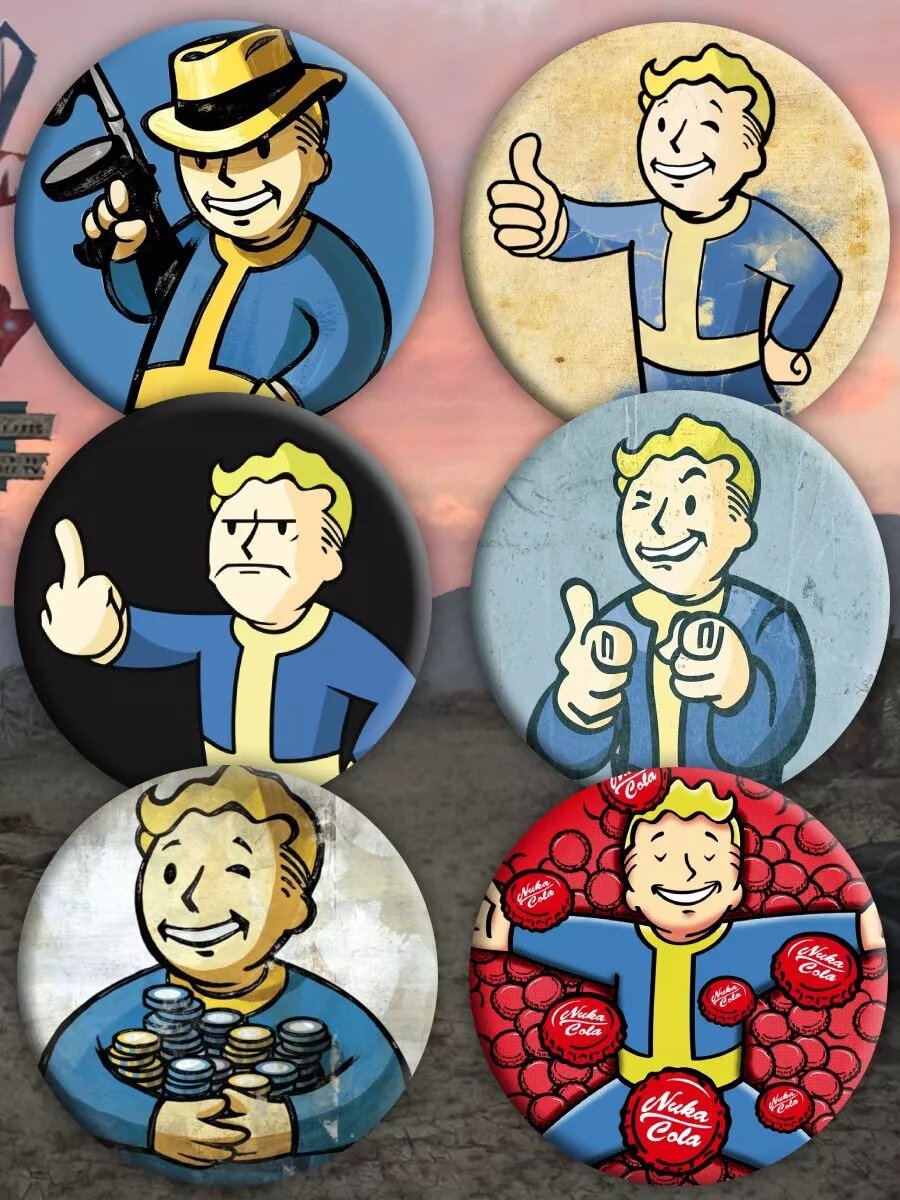 Значки Fallout/ фалаут/ фоллаут/ Пип Бой