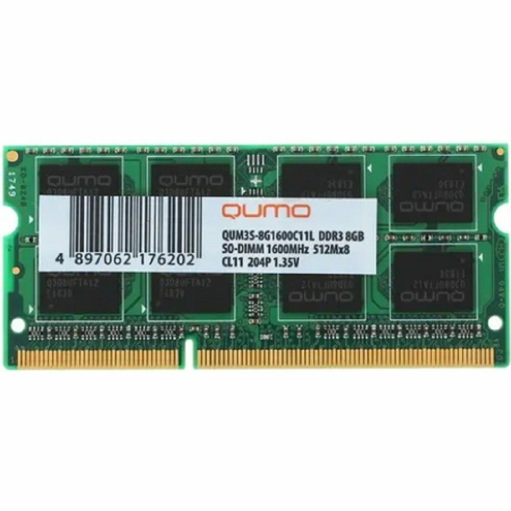Qumo Модуль оперативной памяти DDR3 SODIMM 8GB QUM3S - 8G1600C11L OEM RTL
