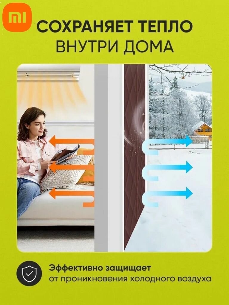 Утепленная магнитная дверная штора боковой вариант открытия