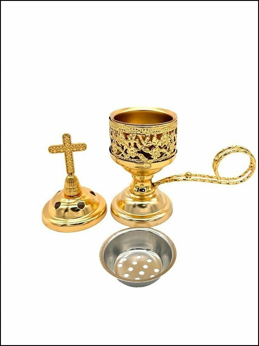 Кадильница для благовоний и ладана, бахурница для дома, подставка кадило для медитаций,(золотой)