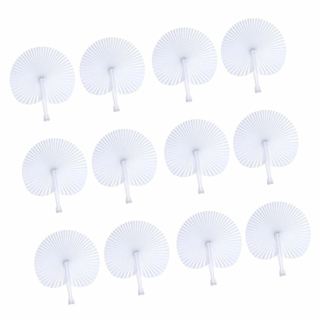 12 складных вееров в форме сердца-белые круглые