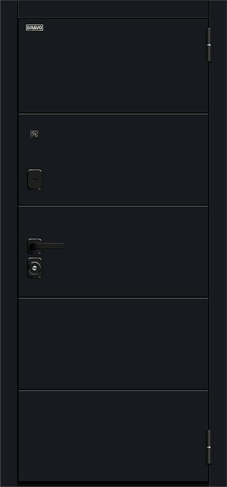 BRAVO Дверь входная 205*96 Bravo R Флэт/SBlack, Black Shell/White Silk, Левое с зеркалом 205*96