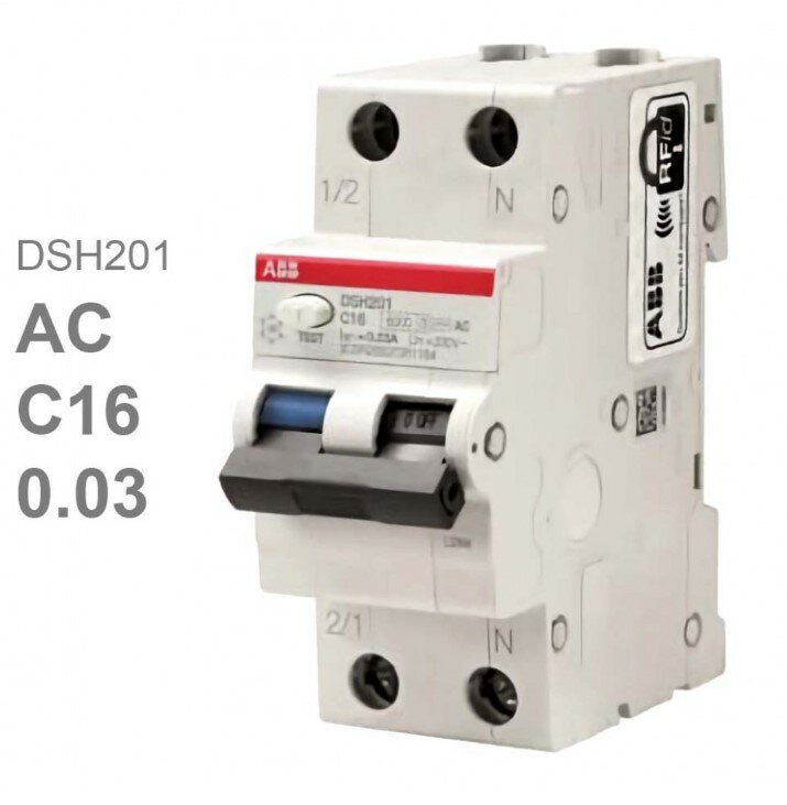 Дифференциальный автомат DSH201R C 16А 30mA тип АС 4,5кА ABB АВДТ 2CSR255070R1164