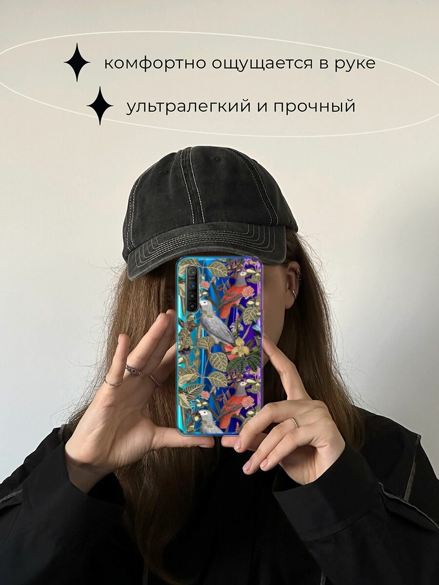 Чехол на Realme XT / Реалми XT с принтом "Tropical pattern", прозрачный — фото 1