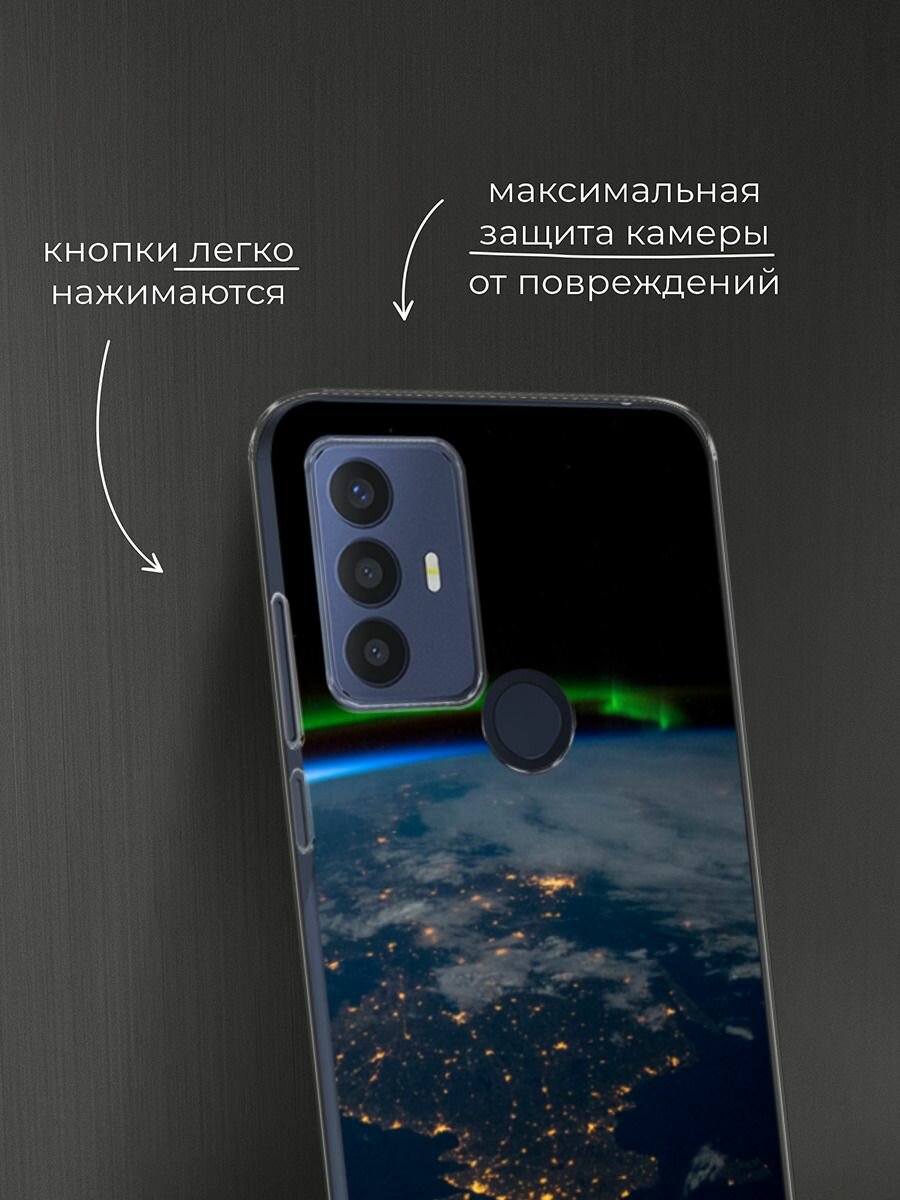 Чехол на TCL 30E/30 SE/305/306 / ТСЛ 30E с принтом "Земля из космоса" — фото 1