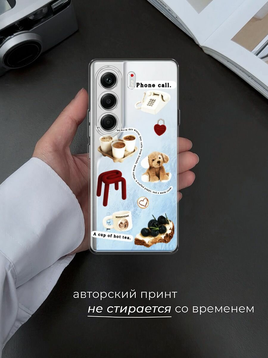 Чехол на Tecno Camon 40 Pro / Текно Камон 40 Про с принтом "Phone call", прозрачный — фото 1