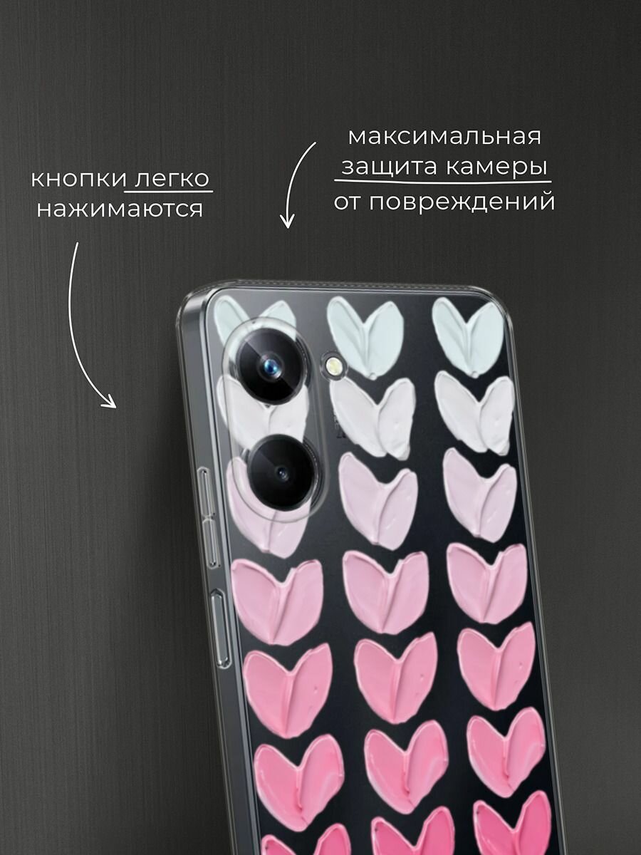 Чехол на Realme 10 Pro / Реалми 10 Про с принтом "Градиент из сердечек" — фото 1