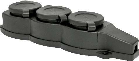 Розетка EKF PROxima, трехместная, защитные крышки, каучуковая, 230В, 2P+PE, 16A, IP44
