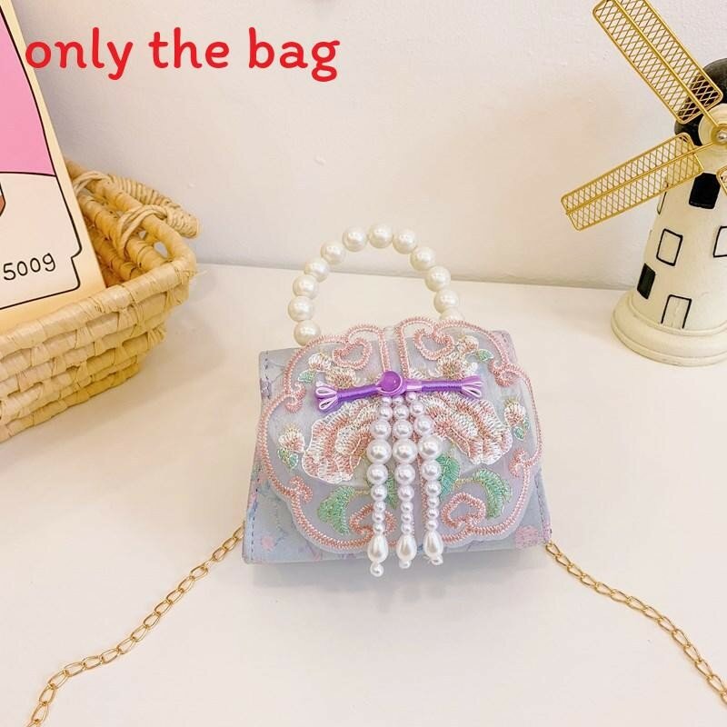 Сумка princess butterfly pearl китайский стиль для девочек с цепочкой через плечо фиолетовая