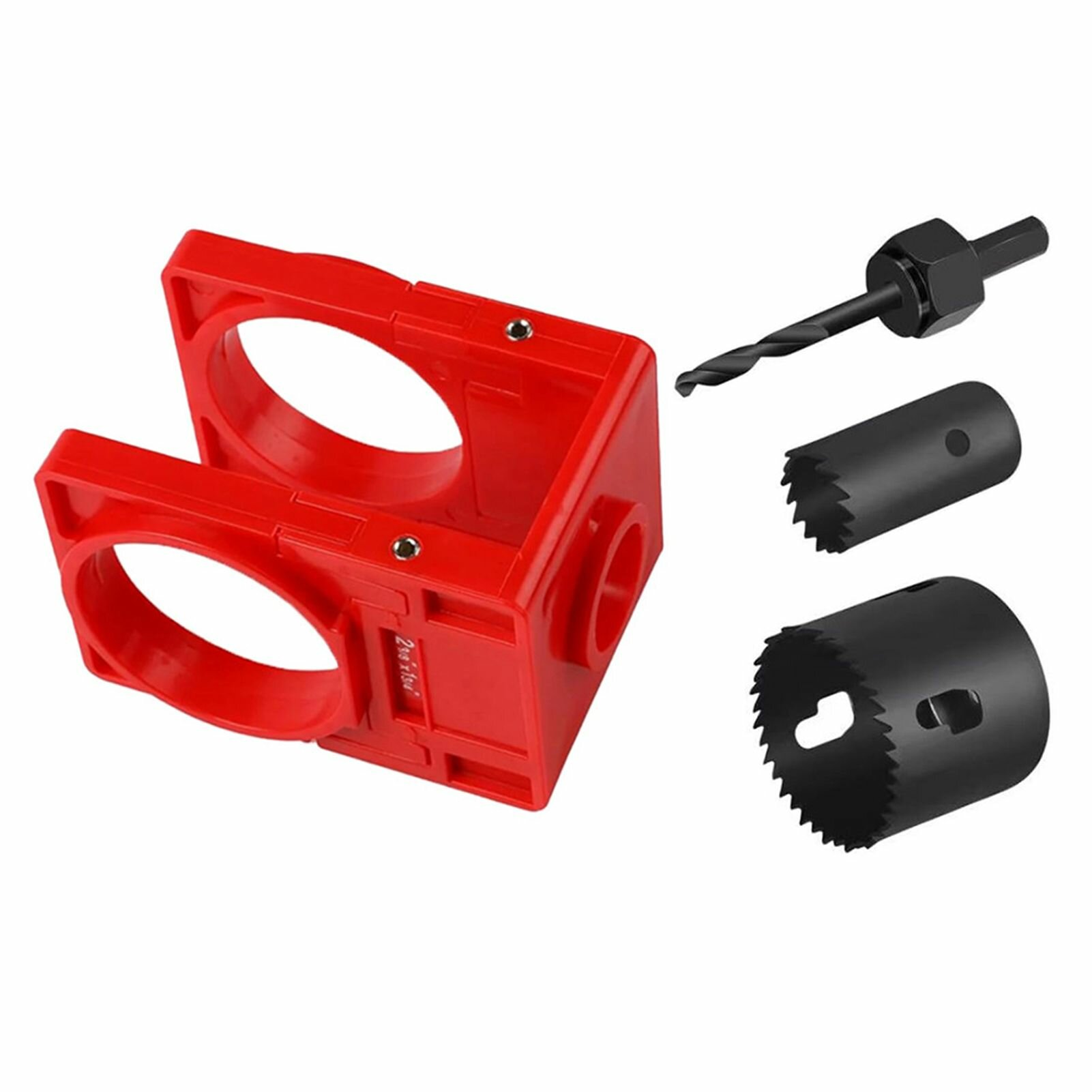 Набор для врезки замков в двери, с шаблоном и коронками, красный