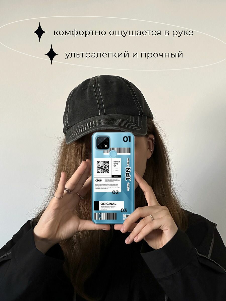 Чехол на Realme C21 / Реалми С21 с принтом "JPN", прозрачный — фото 1