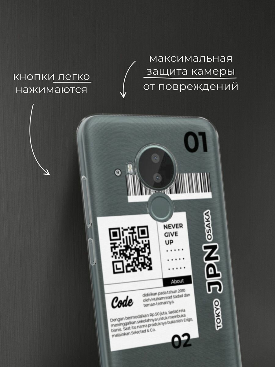 Силиконовый чехол на Nokia C30 / Нокия C30 с принтом "JPN", прозрачный — фото 1