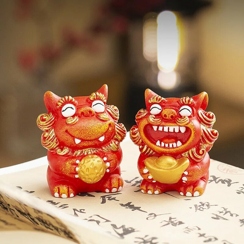 Пара благоприятных каменных львов QIANFANEIVES