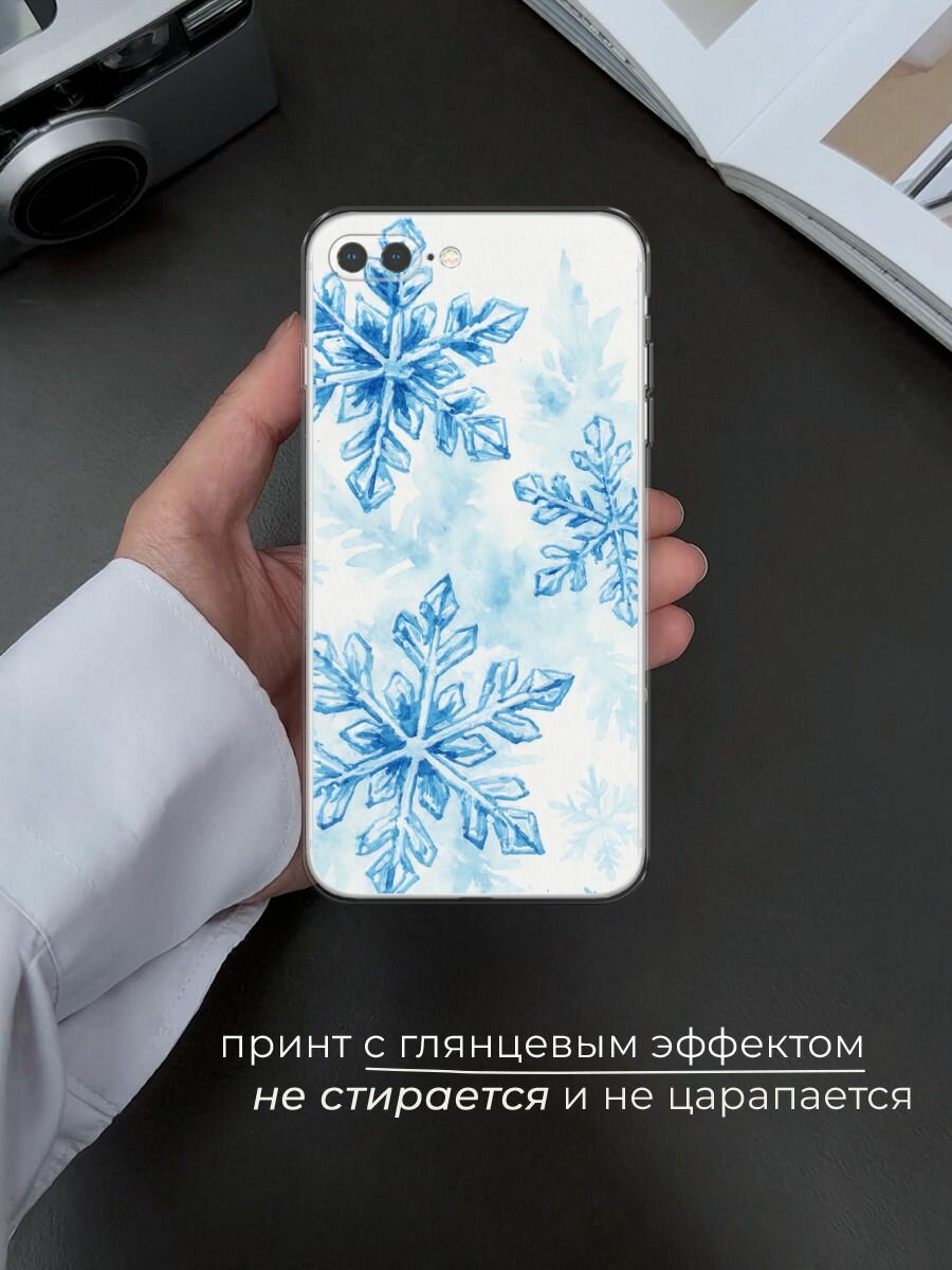 Чехол на Apple iPhone 7 Plus / Айфон 7 Плюс с принтом "Акварельные снежинки" — фото 1