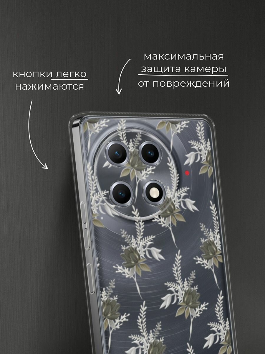 Чехол на Tecno Camon 30S / Текно Камон 30S с принтом "Паттерн цветы сепия" — фото 1