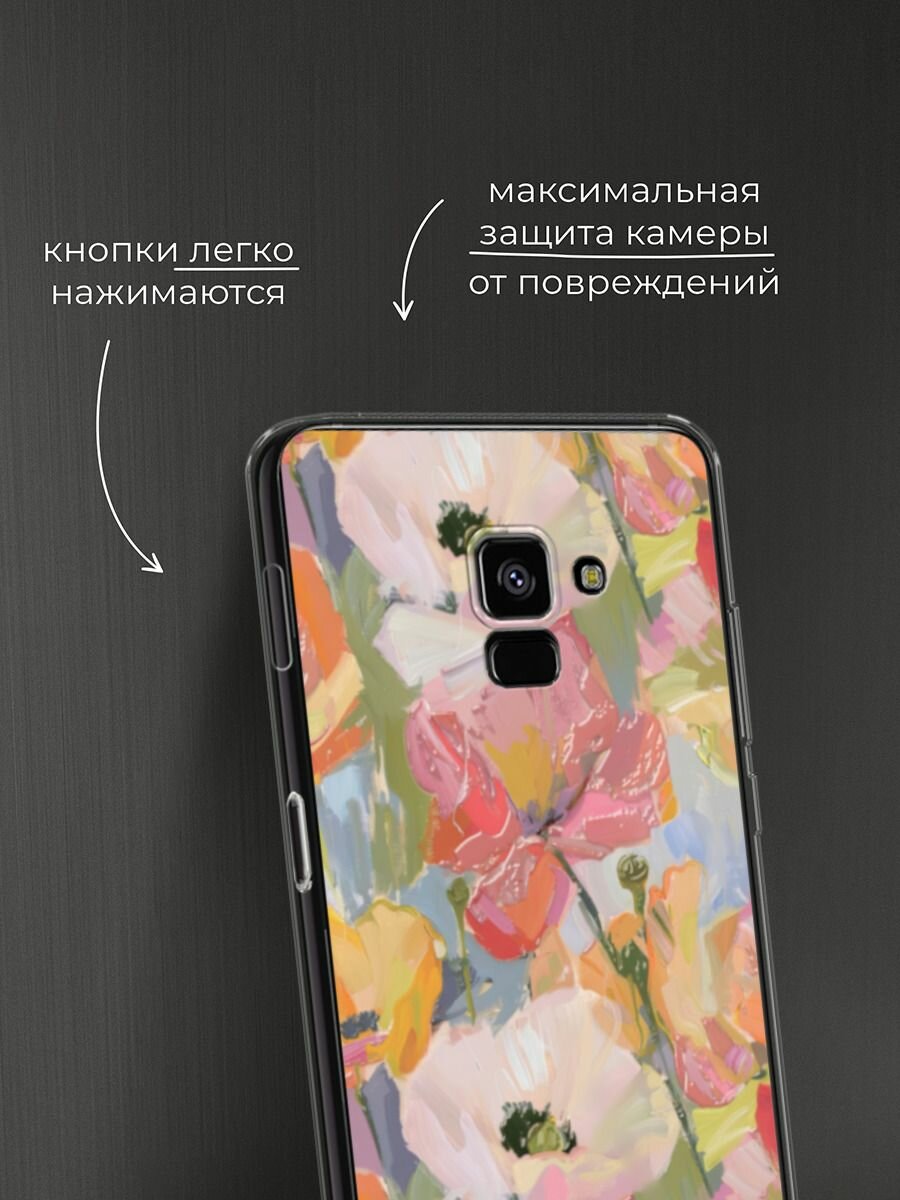 Чехол на Samsung Galaxy A8 + / Самсунг Галакси А8 Плюс 2018 с принтом "Акварельные анемоны" — фото 1