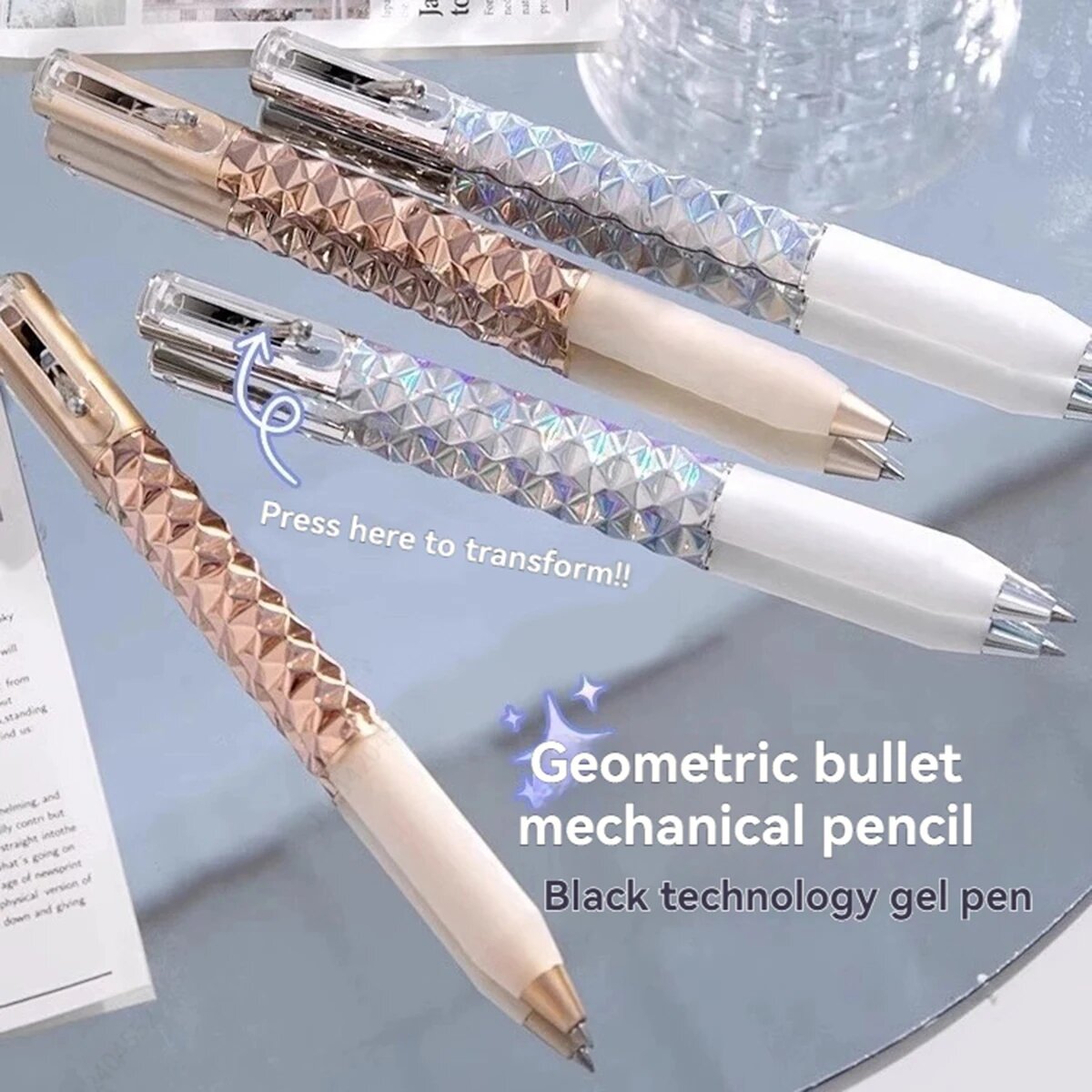 Гелевые ручки Haile, черные, тонкий наконечник 0,5 мм Серебряный, 1 silver pen — фото 1