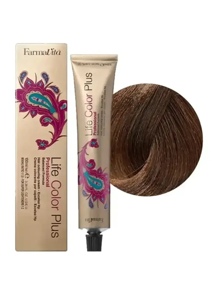Краска для волос Farmavita Hair Coloring Life Color Plus Prof, Перманентный краситель с низким содержанием аммиака, 7.00