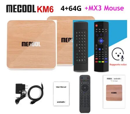 Mecool KM6 Deluxe Android TV приставка Европейская вилка (EU Plug), KM6 4G 64G MX3