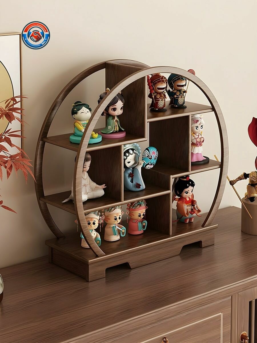 Деревянная подставка для чайной церемонии ретро стиль, 30 см, массив дерева, полка для чашек и чайника, декор кухни и гостиной, подарок на новоселье