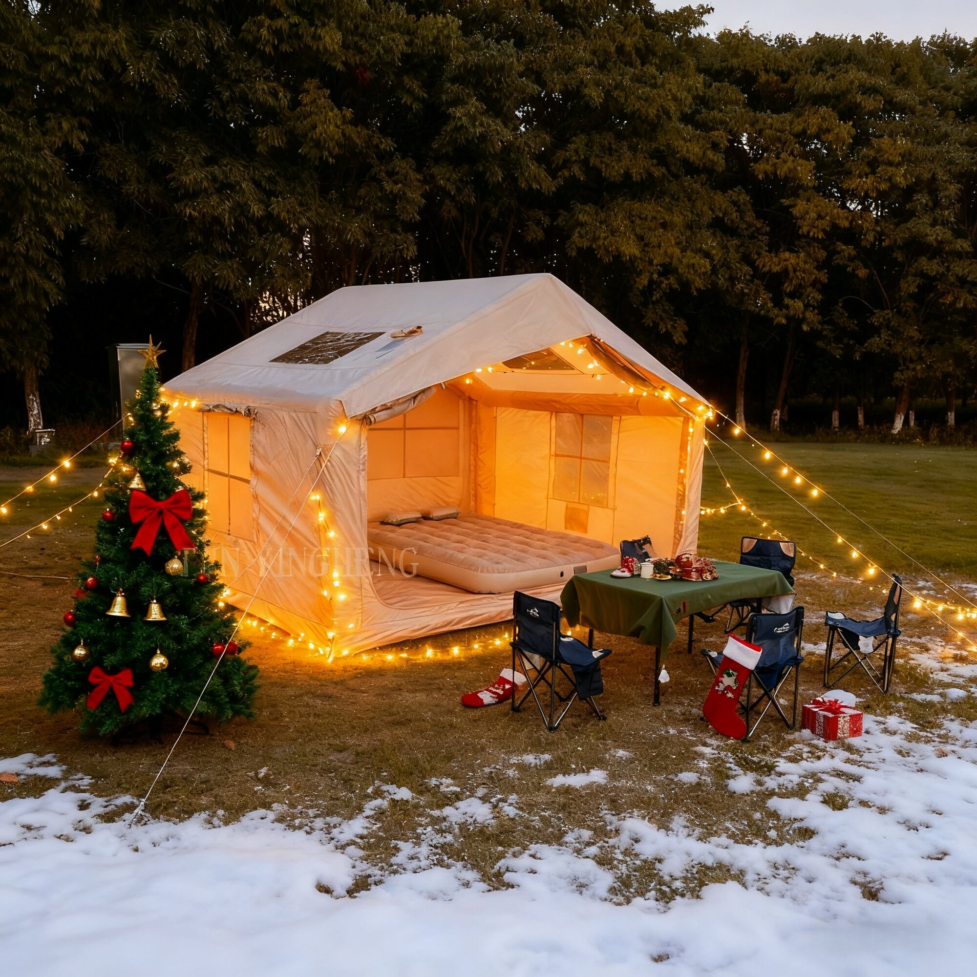 7,5 квадратных метров, надувная палатка туризма на открытом воздухе, цвета хаки, доступная для 6-8 человек