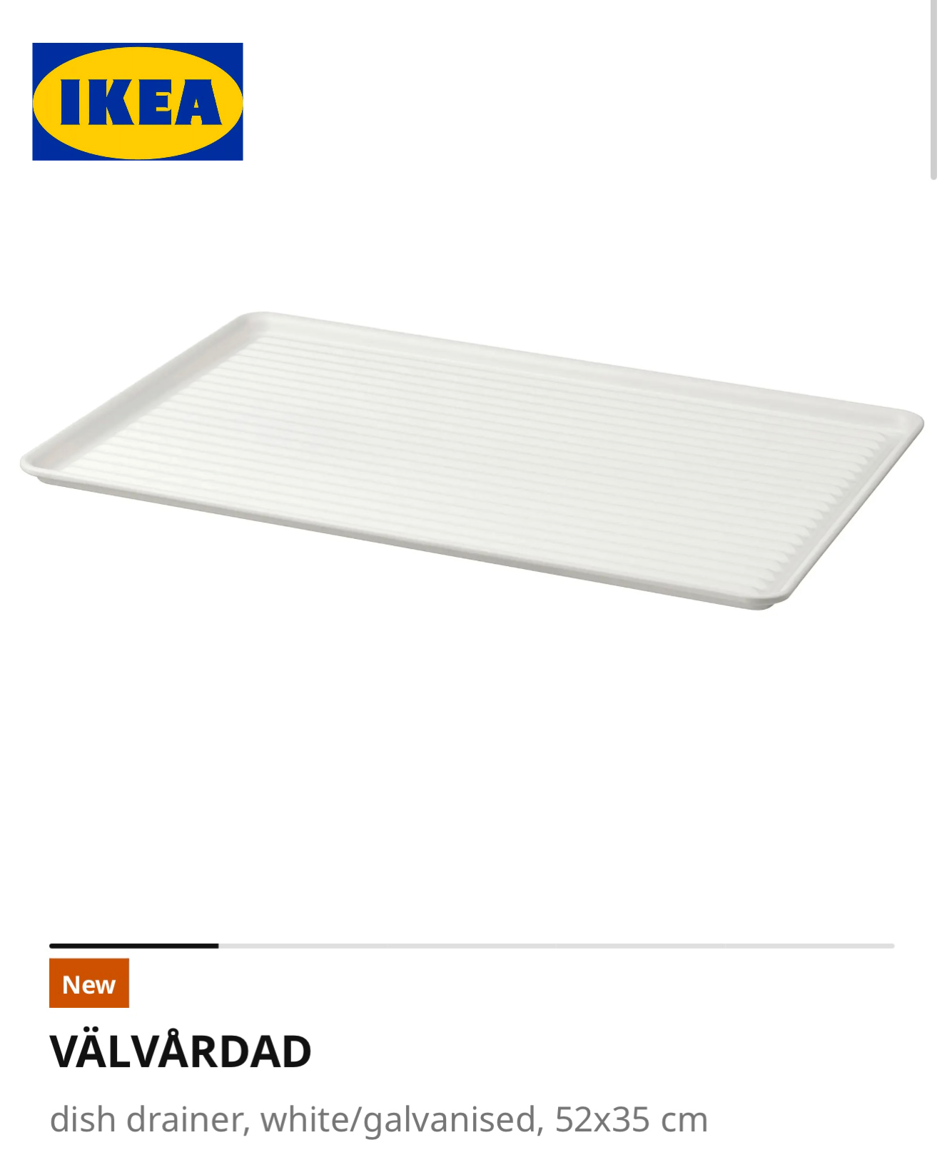 Сушилка-поддон для посуды VÄLVÅRDAD IKEA , белая/оцинкованная, 52x35 см