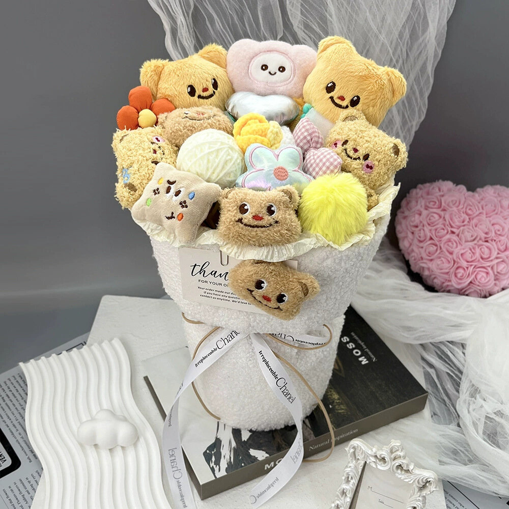 Подарок на Международный женский день: букет из плюшевых игрушек «Масляный мишка», плюшевая игрушка, ведёрко для объятий, мультяшная кукла — для вашей девушки в Международный женский день или День богини.