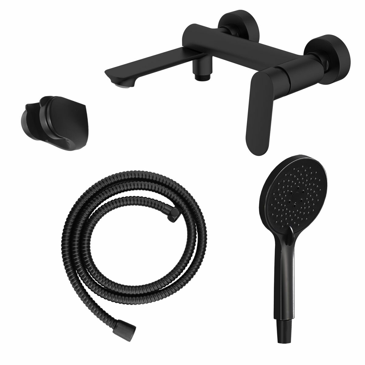 Смеситель для ванны и душа с ручным душем Azario Alanti AZ-K3032B черный матовый