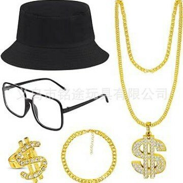 1970-е Диско-вечеринка Костюм Аксессуары Долларовые Купюры Очки Кольцо Ожерелье Эпохальные Вечеринки Реквизит