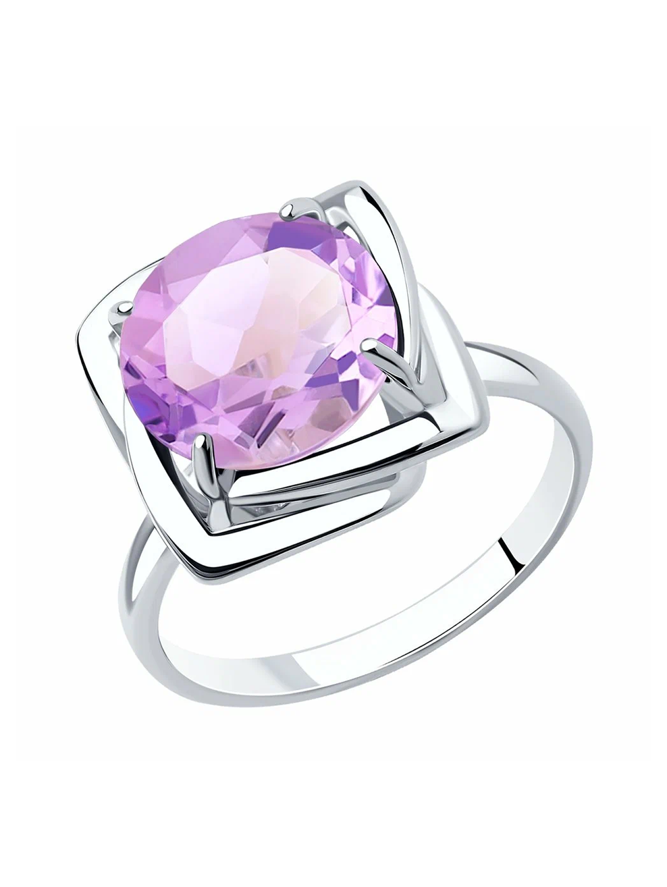 Кольцо, серебро, 925 проба, родирование, аметист