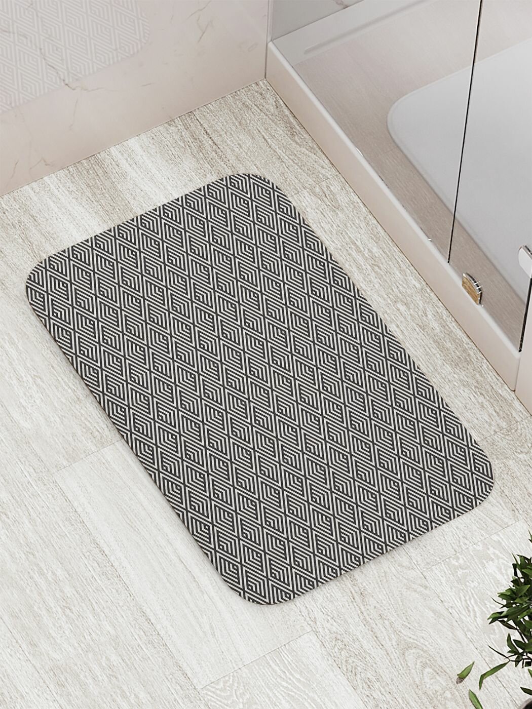 Коврик для ванной комнаты, туалета "Угловые ромбы" противоскользящий, 52х77 см, JoyArty