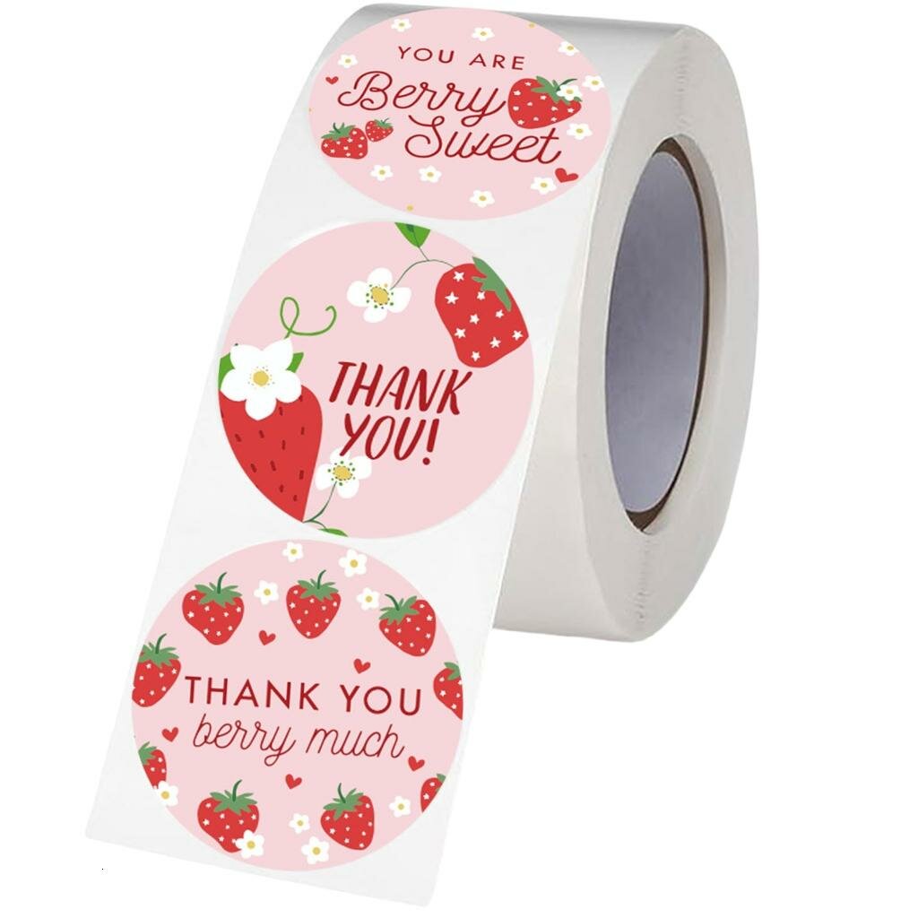 Ярлыки-стикеры «Спасибо» с клубникой, 1,5 дюйма