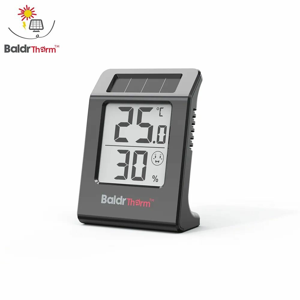 1 упаковка черный комнатный термометр на солнечной батарее с цифровым датчиком температуры, 2,2-дюймовый измеритель влажности для детских комнат Домашний офис