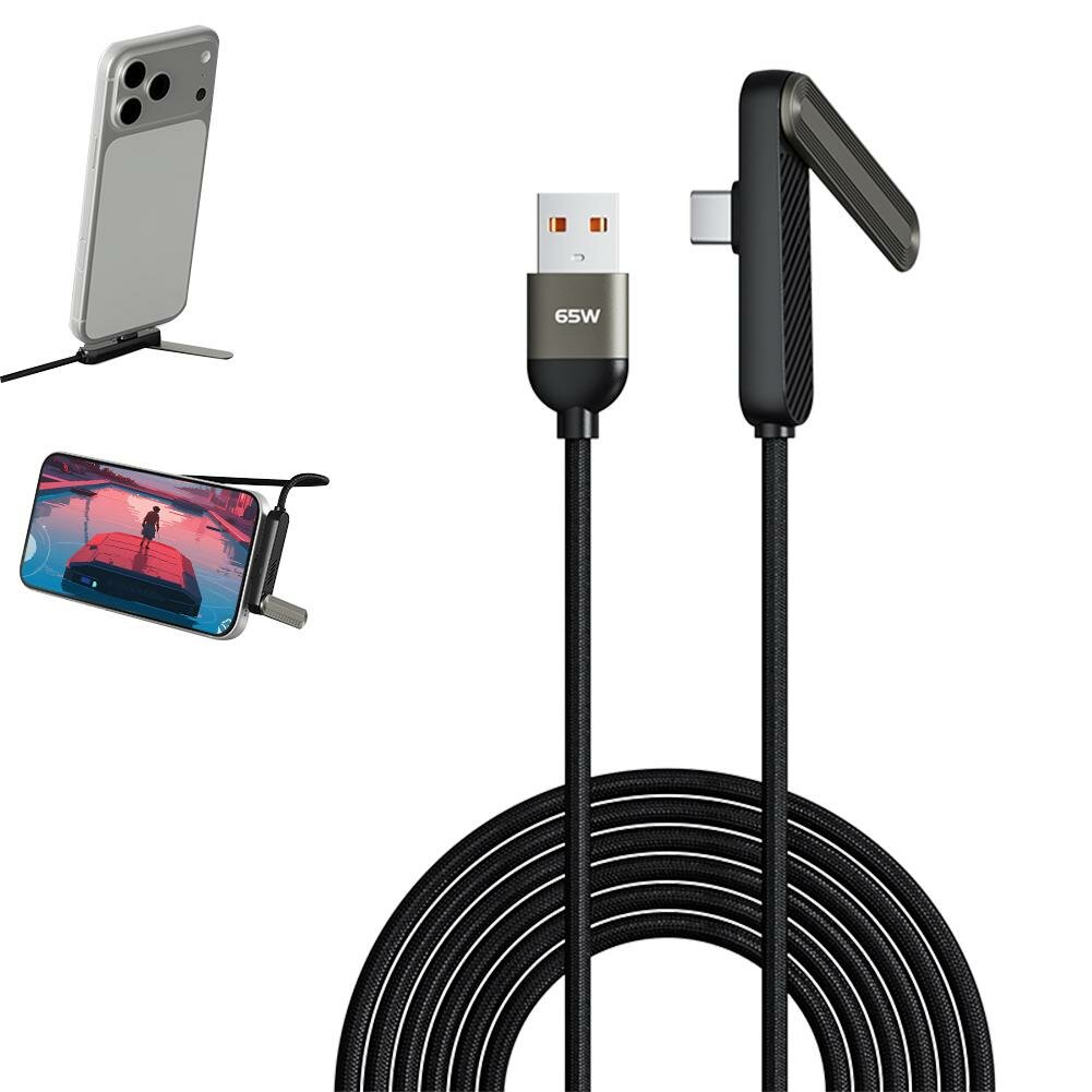 Универсальный зарядный кабель-держатель 2 в 1 с подставкой, кабель для быстрой зарядки телефона мощностью 240 Вт, кабель USB C — USB C в оплетке из TPE, длина 1,5 метра, зарядное устройство для телефонов, игр, офиса, смартфонов, планшетов, ноутбуков.