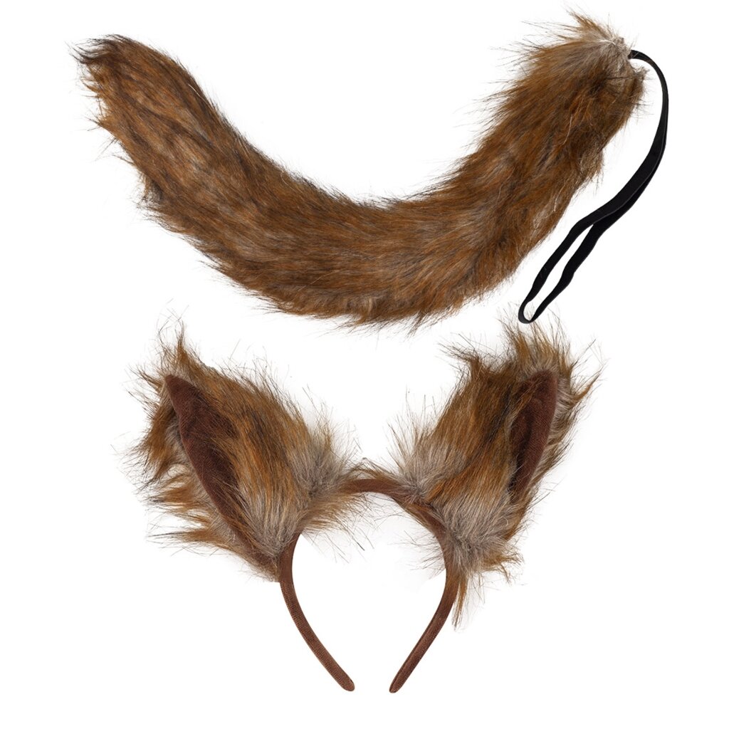 Имитация волчьих собачьих ушей cos hair band animal tail-длинношерстный волчий собачий хвост с ушами