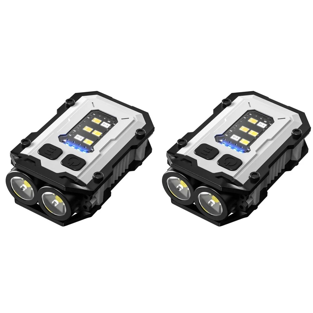 1/2 штуки USB-зарядное LED-фонарик Мини-кешнфонарик Магнитный сверх яркий фонарик Портативный карманный фонарик - 2 штуки белого цвета
