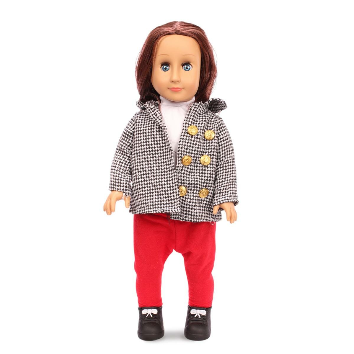 Кукла классическая "Collection doll" 50см, каштановые волосы, голубые глаза, пиджак и красные брюки