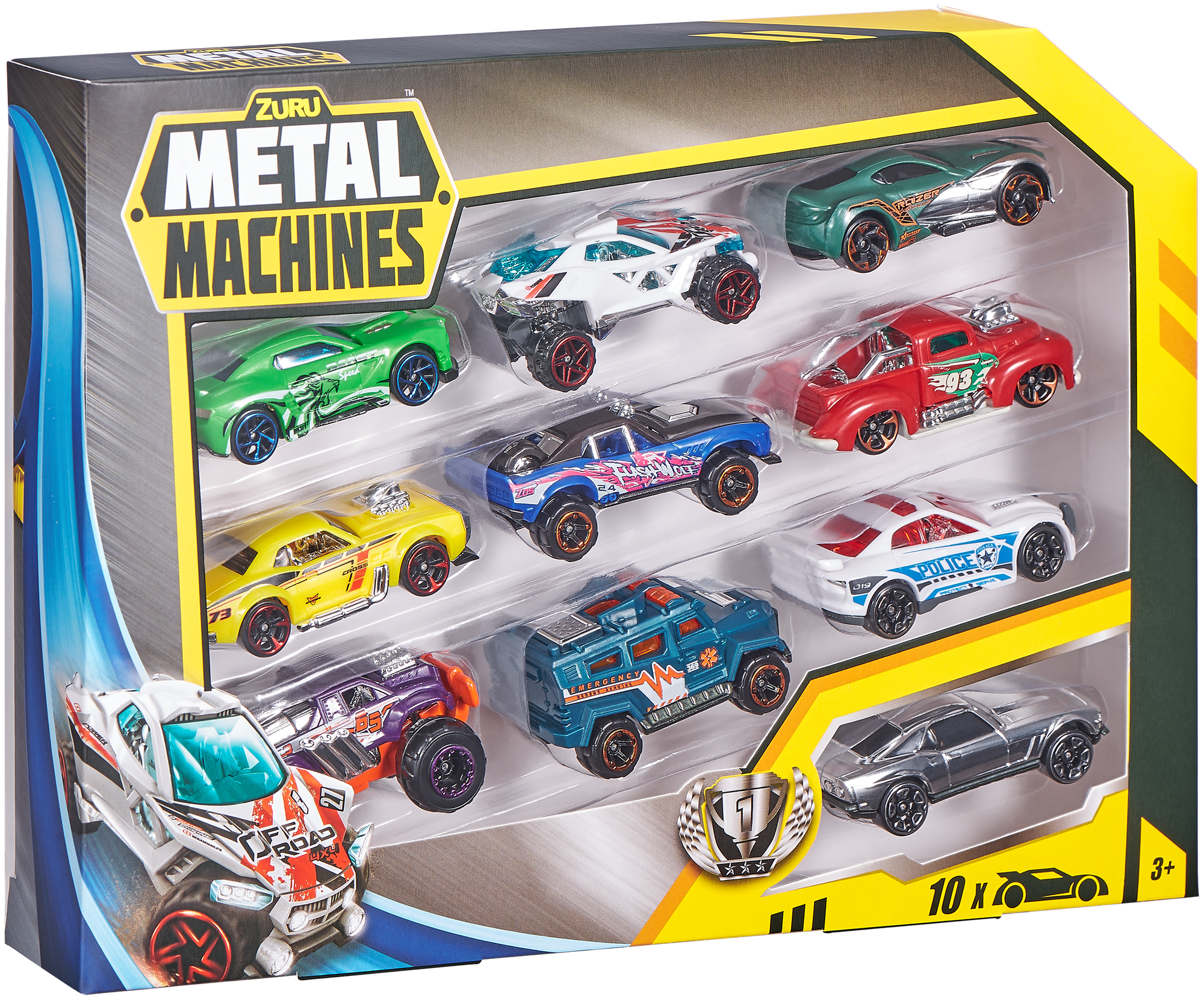 Набор из 10 машинок ZURU METAL MACHINES в ассортименте, 1:64, 7 см, 6750