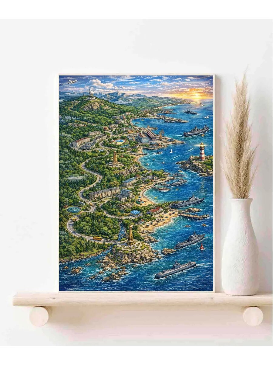 Фокино, Россия, Fantasy Map, Карта, Плакат 30x42см