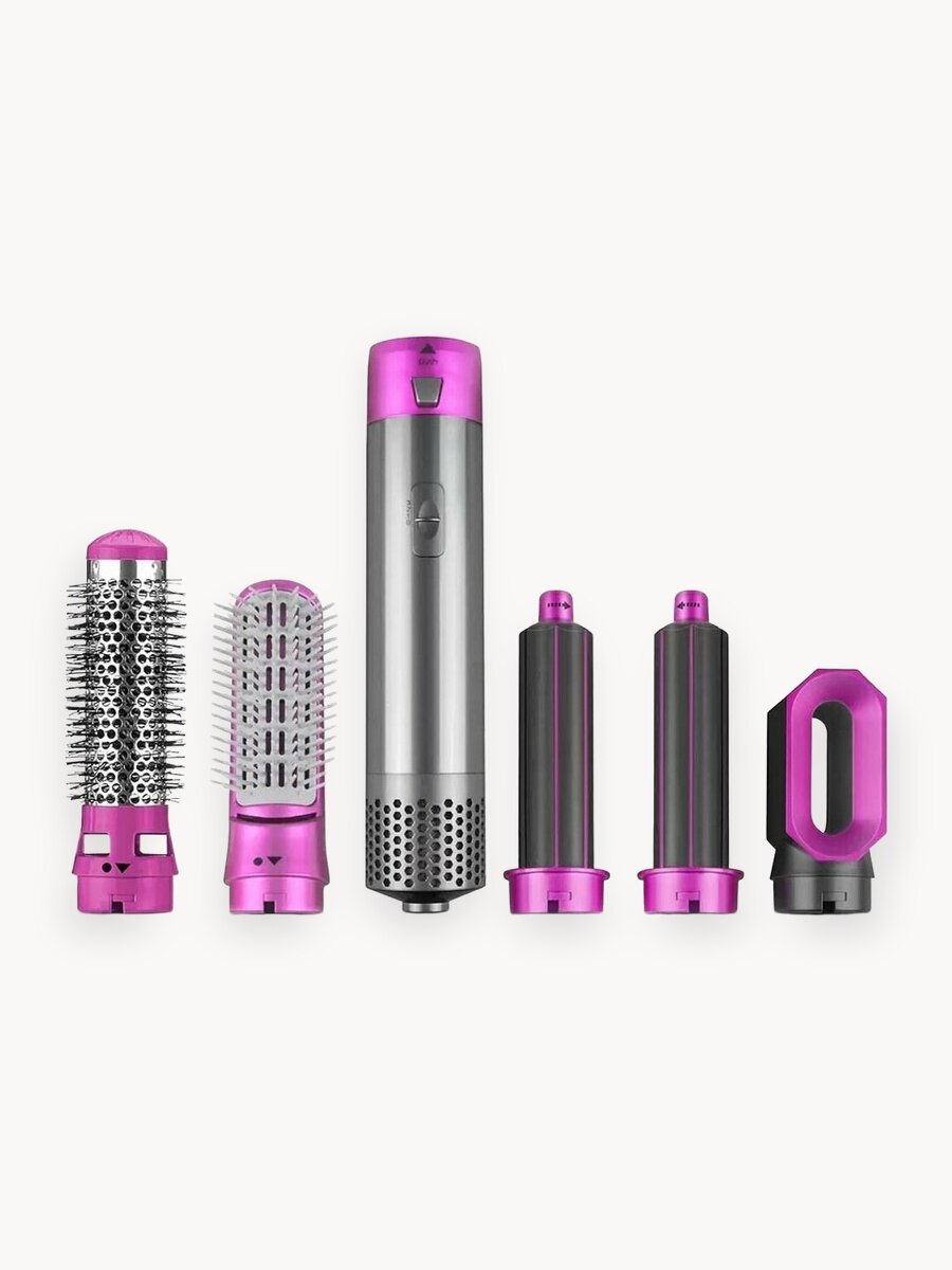 Фен для волос с насадками / стайлер для волос 5в 1/ фен / мультистайлер/фиолетовый