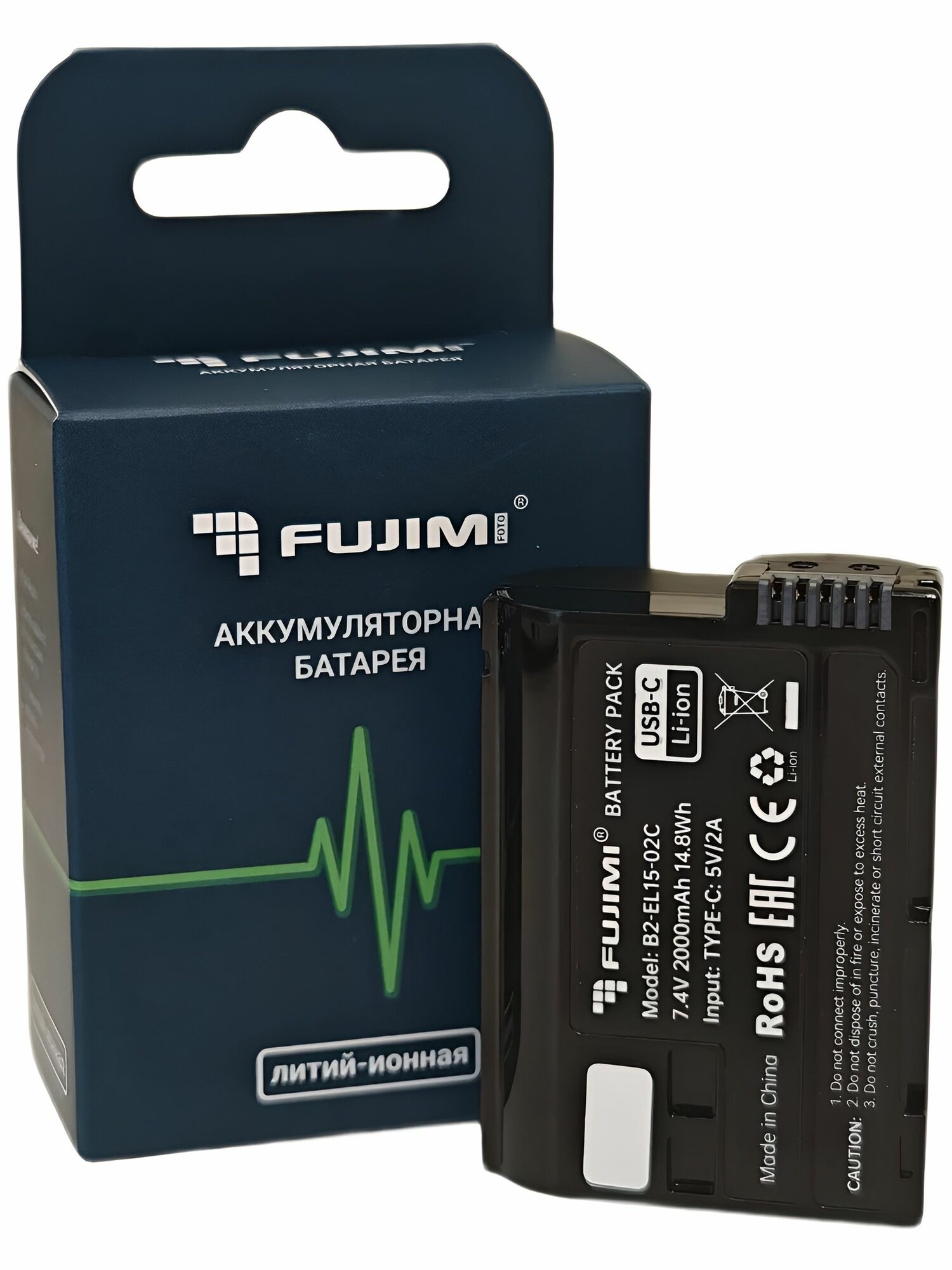 Аккумулятор с Type-C для Nikon Z8; Z7 II; Z6 III; Z5; ZR; Zf / Fujimi EN-EL15 (2000 mAh)