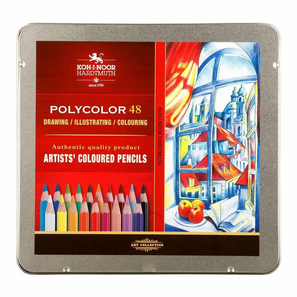 Карандаши цвет. 48цв Koh-I-Noor "Polycolor" художестенные, металл. пенал