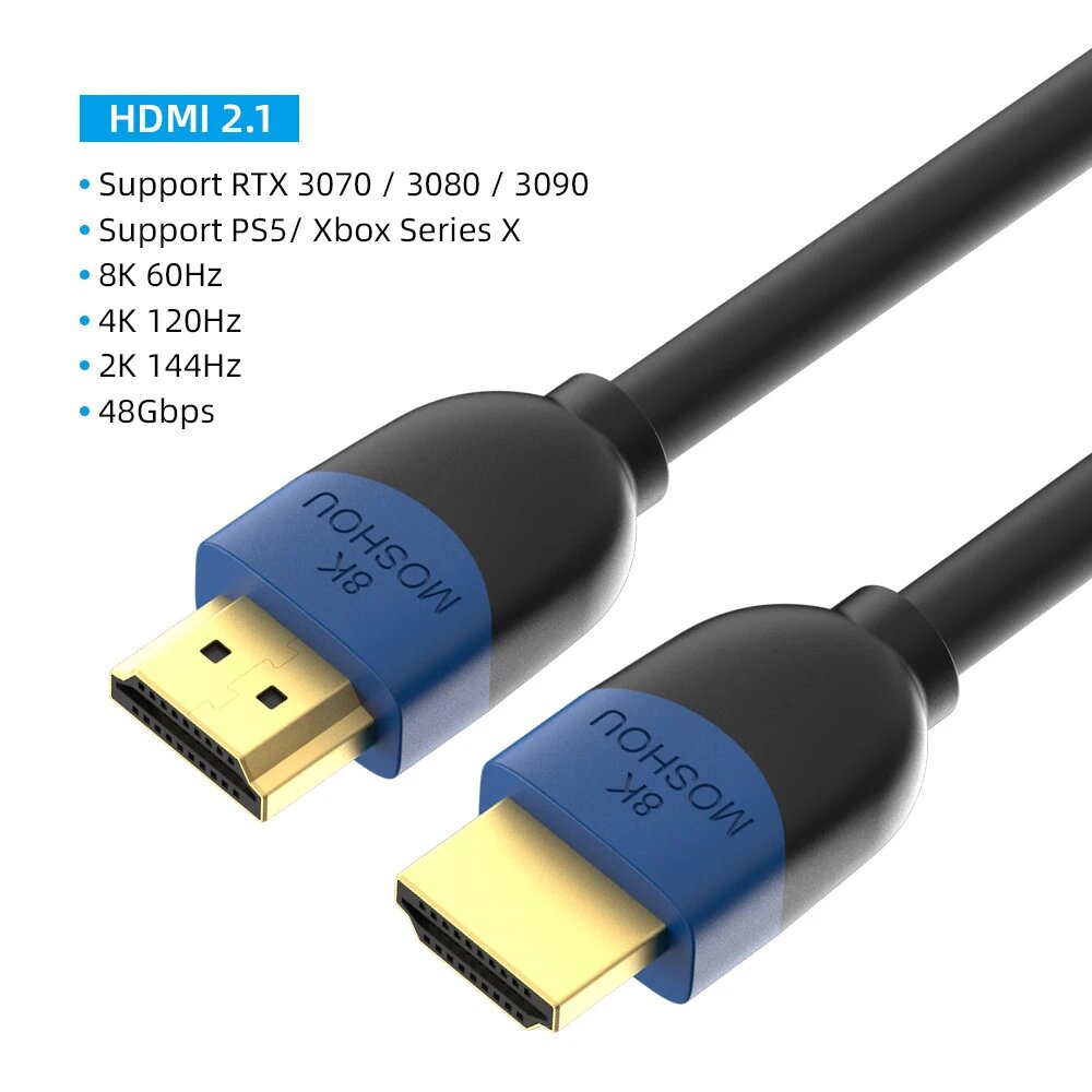 MOSHOU HDMI 2.1 кабель 8K/60Гц 4K/120Гц 0.25m