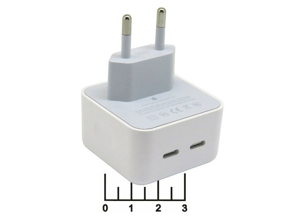 Сетевое зарядное устройство Type C 2 гнезда 20V 1.75A/15V 2.33A/9V 3A/5V 3A 40W(A2569) (3-812)