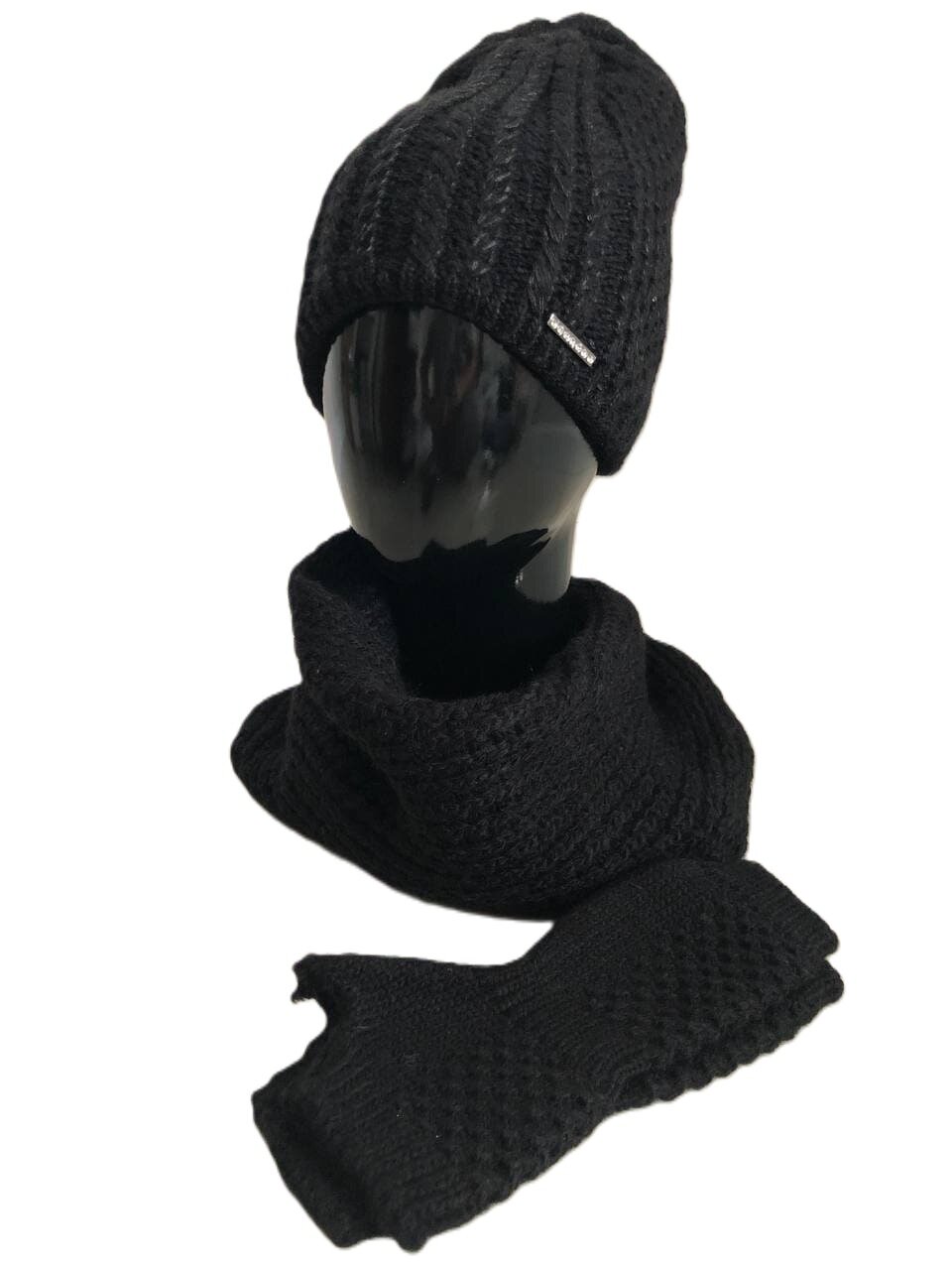 Комплект с головным убором  (шапка, снуд, митенки) для женщин