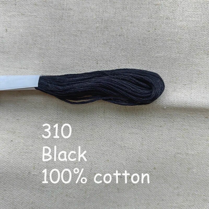 Хлопковая нить для вышивания DMC B5200 Blanc 3865 Ecru 3072 648 647 646 645 844 762 415 318 414 168 169 317 413 3799 310 250g, Черный, 310