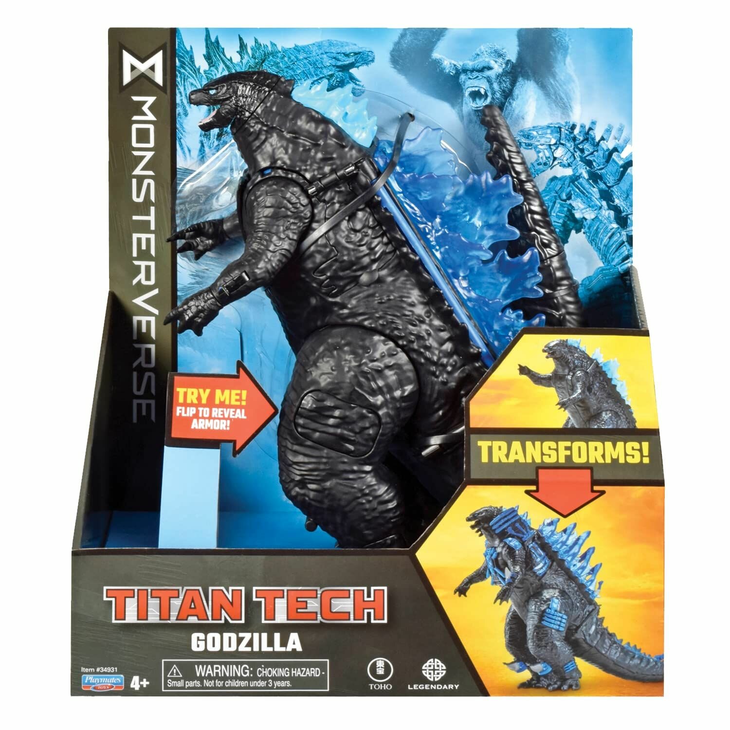 Playmates Toys MonsterVerse Godzilla vs Kong Titan Tech Godzilla / 8-дюймовая роскошная фигурка Годзиллы-трансформера Titan Tech / Годзилла против Конга