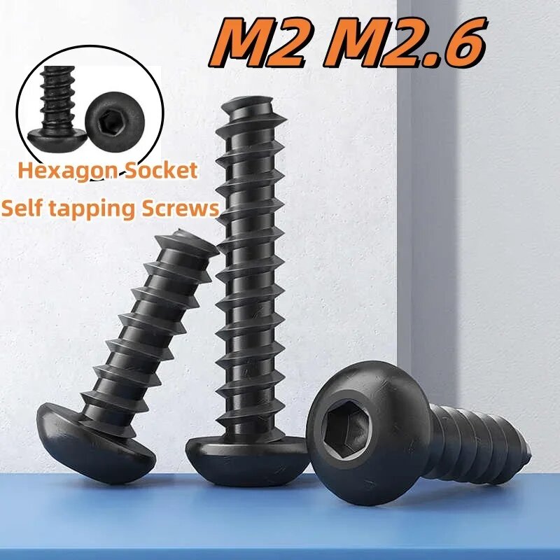 Саморезы из углеродистой стали M2 M2.6 черные M2.6x10mm-30pcs