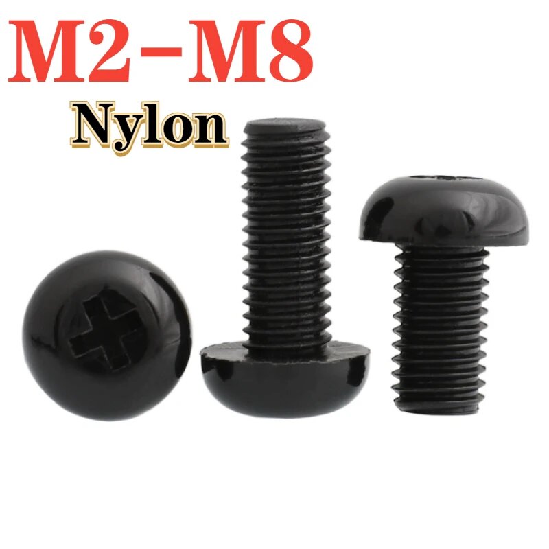 Нейлоновый винт M2 M2.5 M3 M4 M5 M6 M8 с круглой головкой, пластиковый винт с плоской головкой, пластиковый болт с крестообразной головкой Phillips