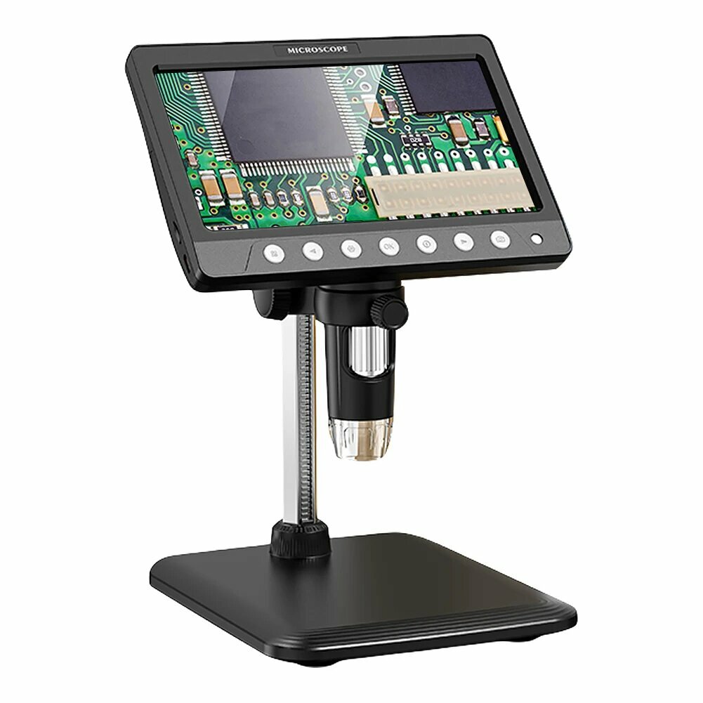 7-дюймовый цифровой микроскоп 5MP 1200X монетный микроскоп 1080P видеомикроскоп для пайки взрослых с 8 светодиодами дропшиппинг